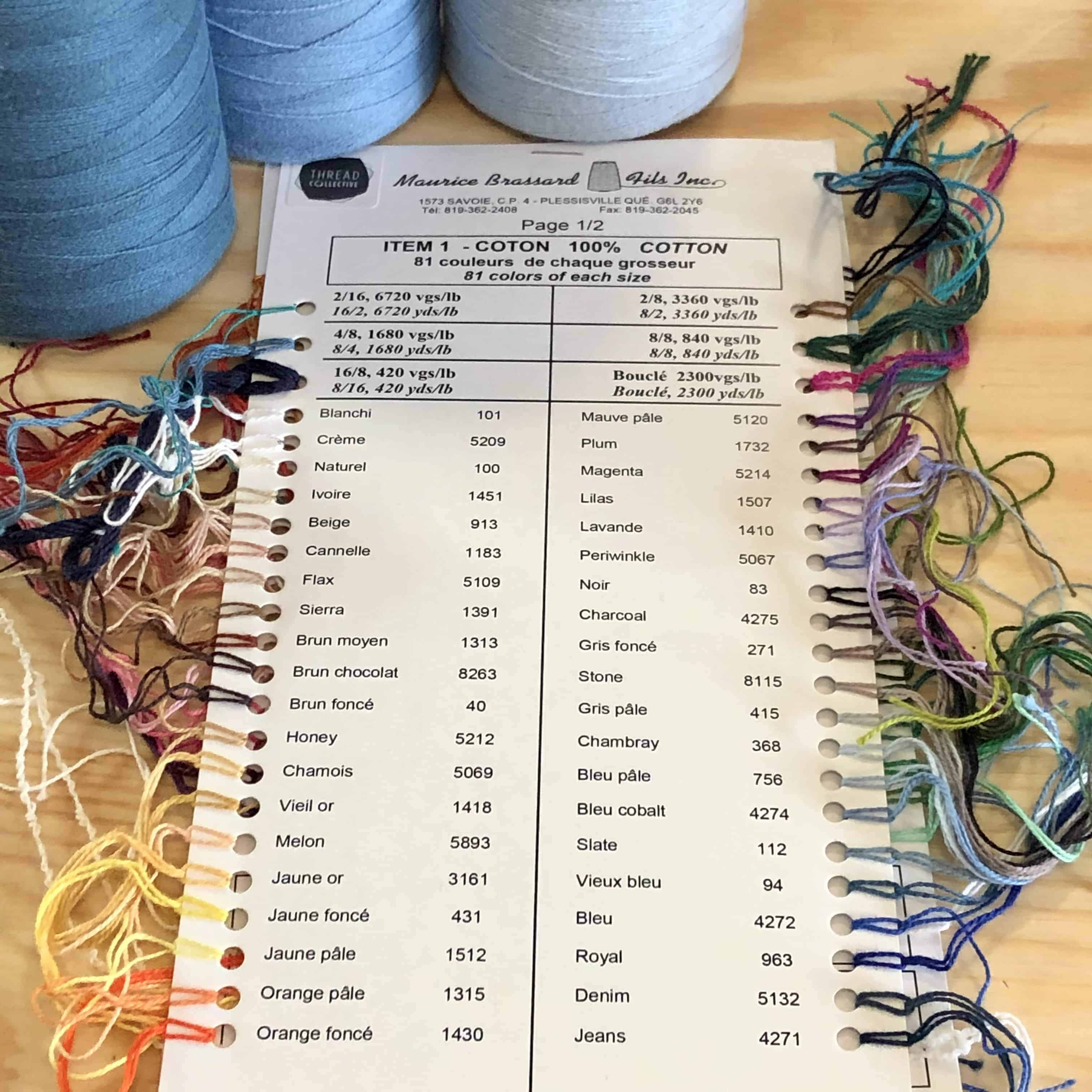 Sample Colour Cards 100% Cotton - Maurice Brassard | Thread Collective