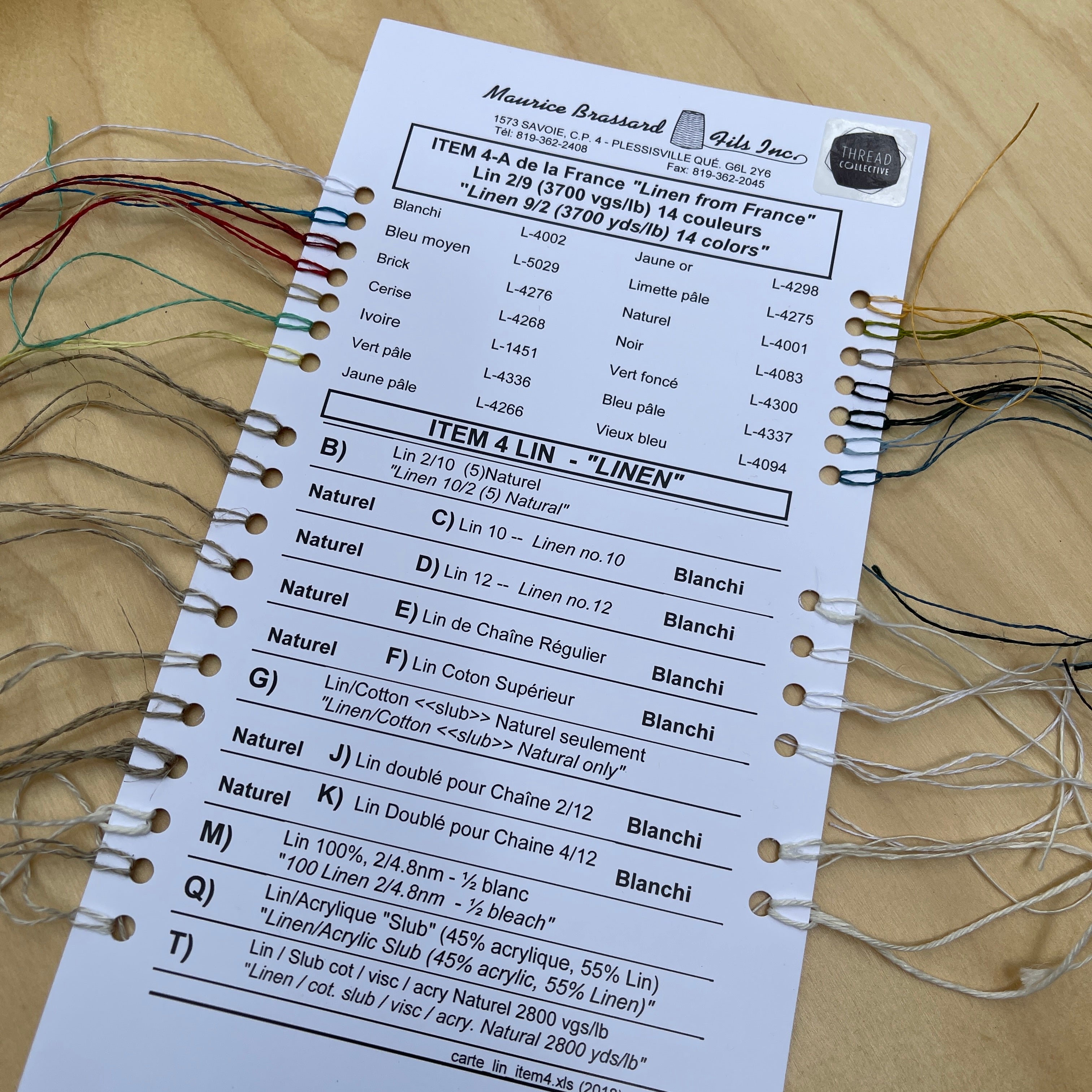 Linen Yarn Sample Card | Maurice Brassard – Thread Collective